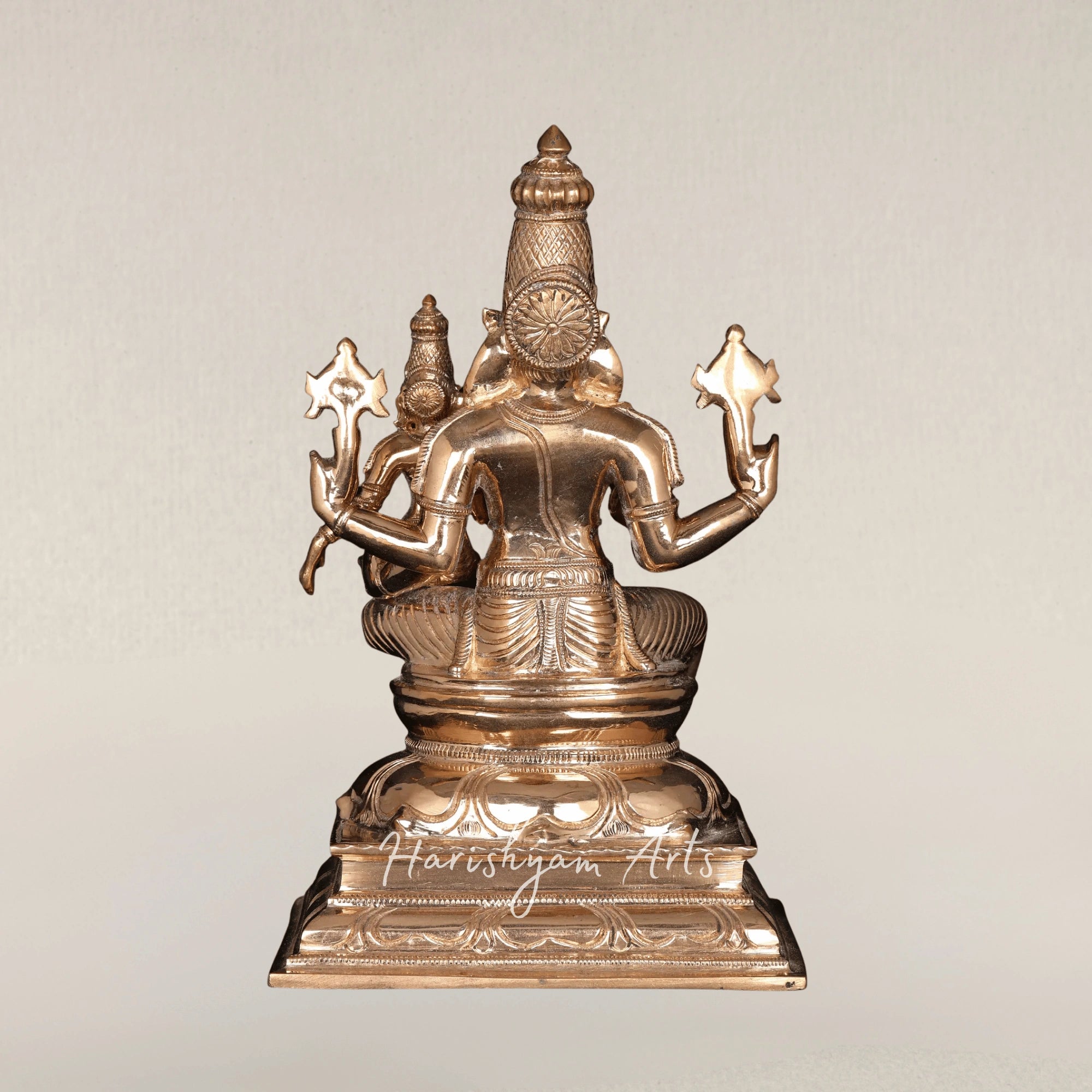 15" Seated Lakshmi Narasimha Swamy Bronze Blessing Form Sculpture