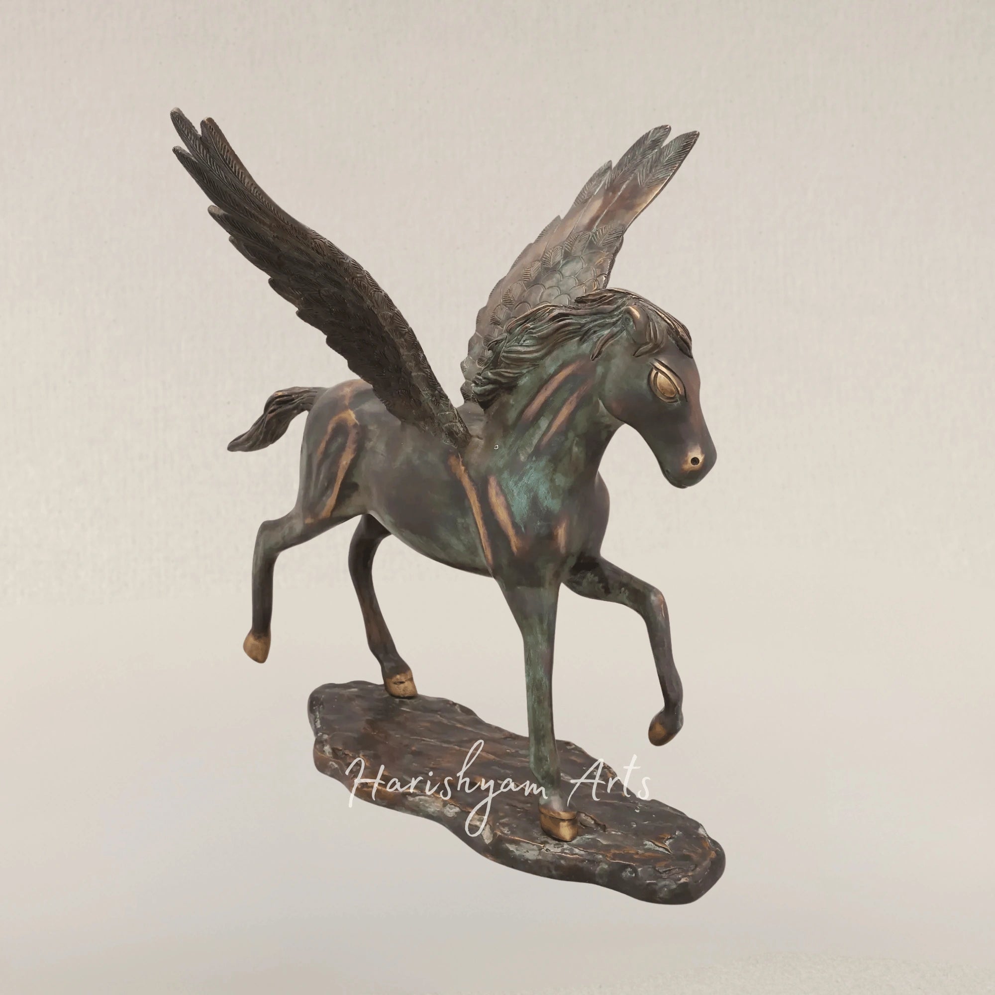 17" Mythical Pegasus Brass Decor Sculpture for Modern Interiors