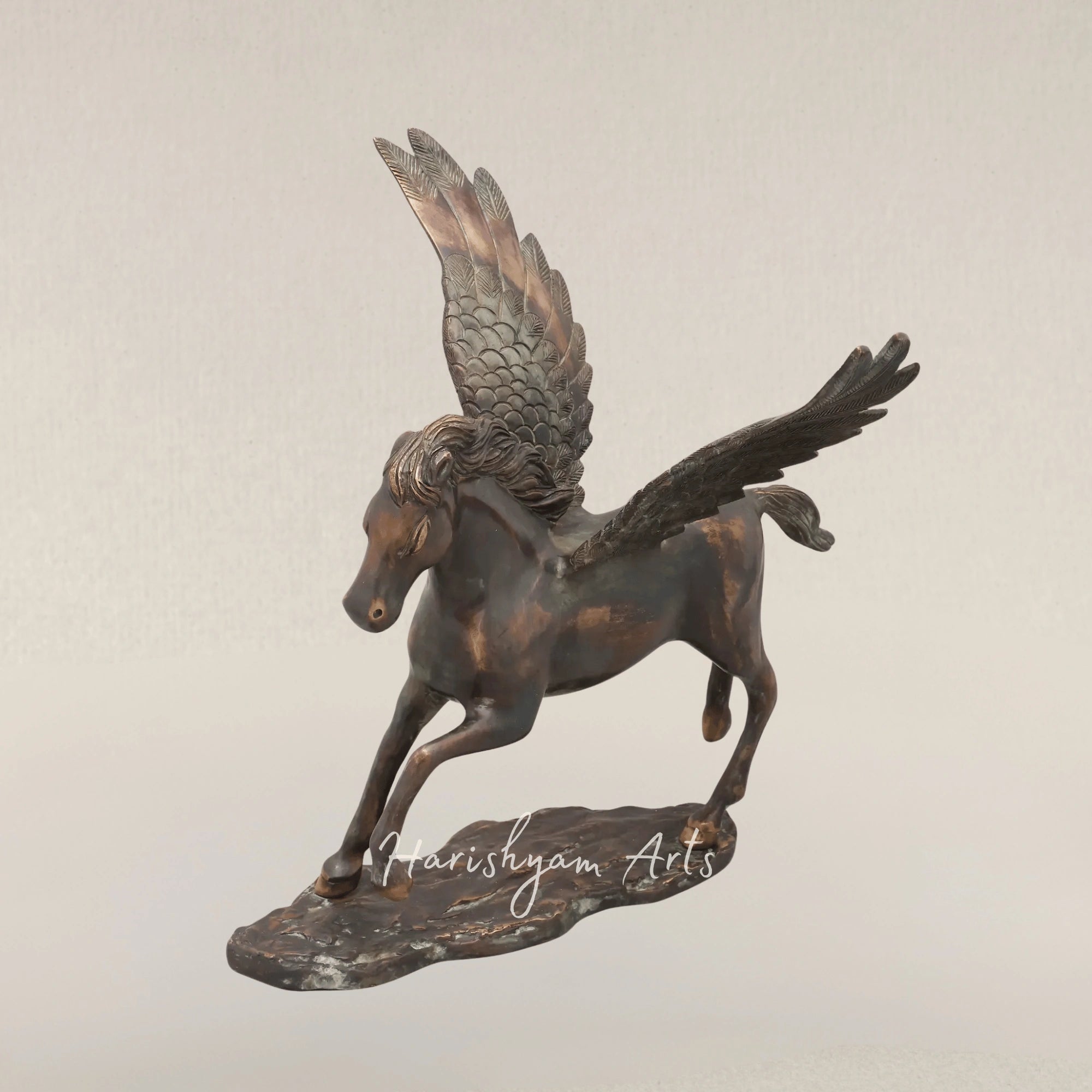 17" Mythical Pegasus Brass Decor Sculpture for Modern Interiors
