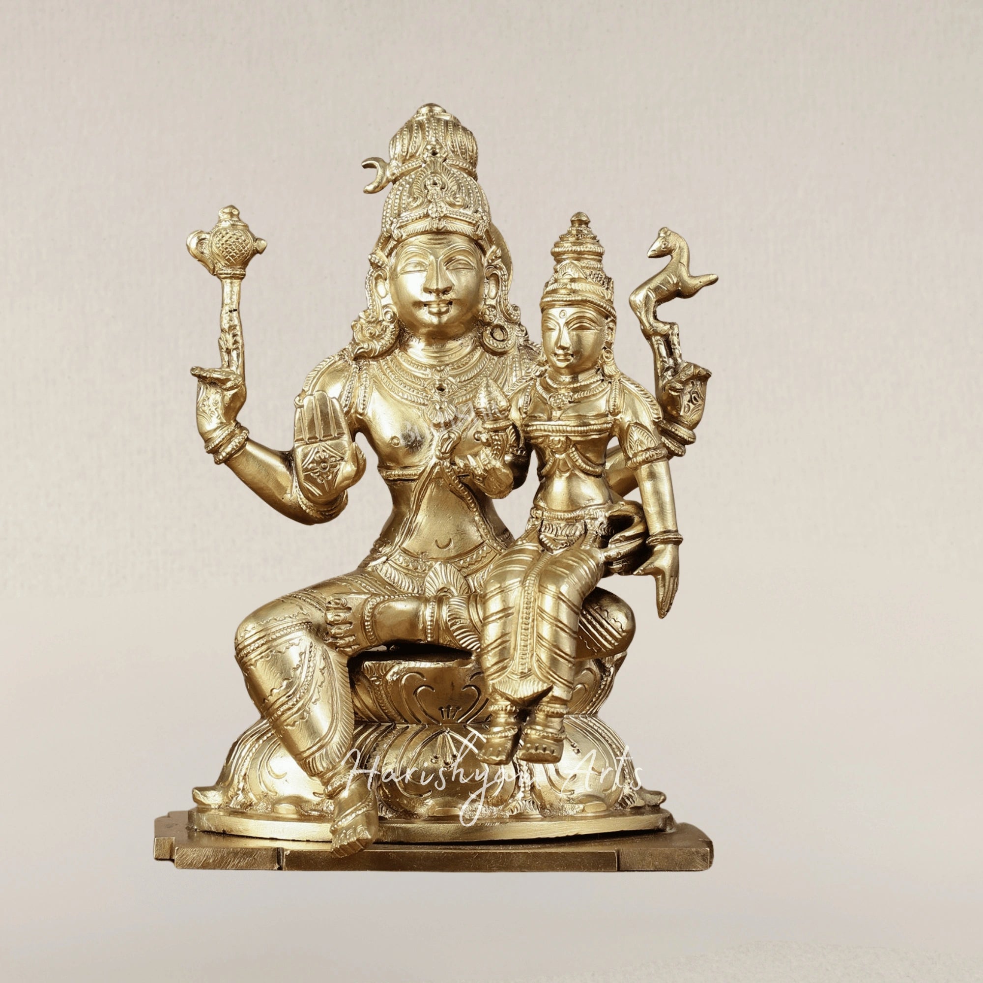 9" Sacred Shiva Parvati Panchaloha Bronze Divine Couple Murti