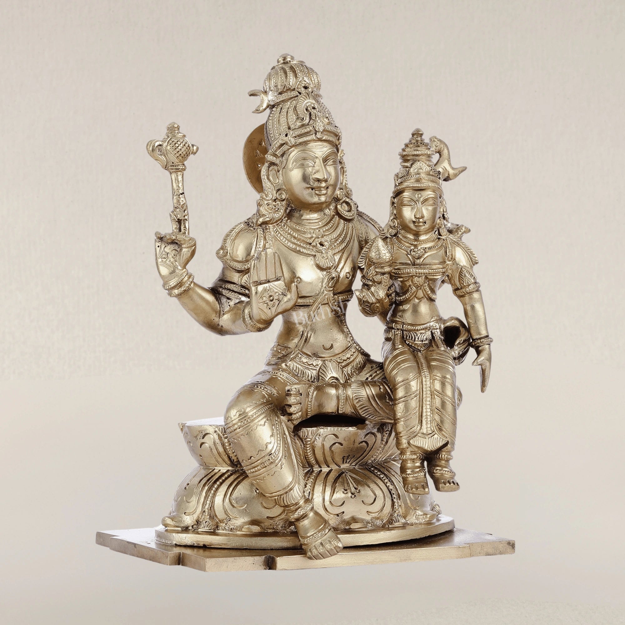 9" Sacred Shiva Parvati Panchaloha Bronze Divine Couple Murti