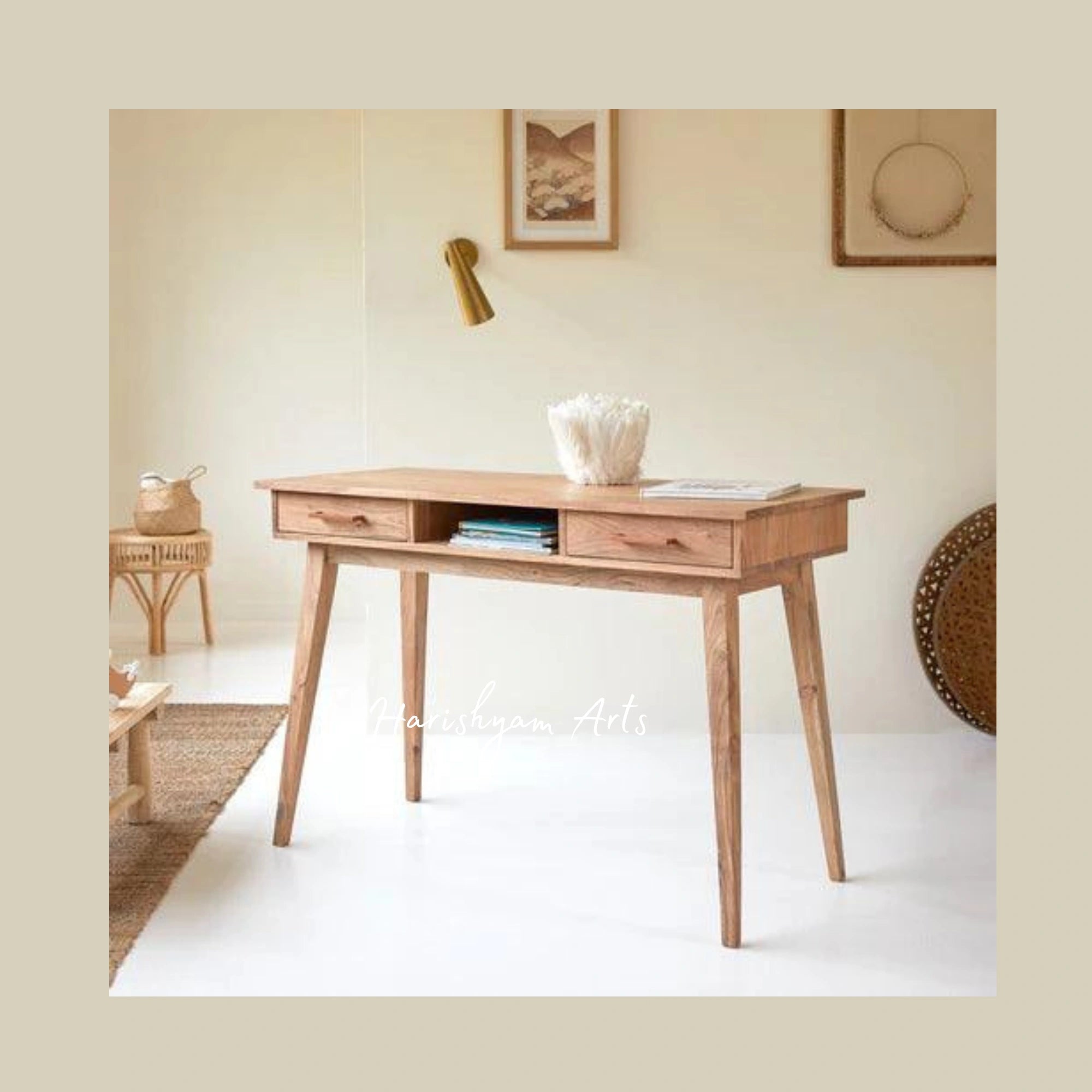 Elegant Study Table with Dual Storage Drawers