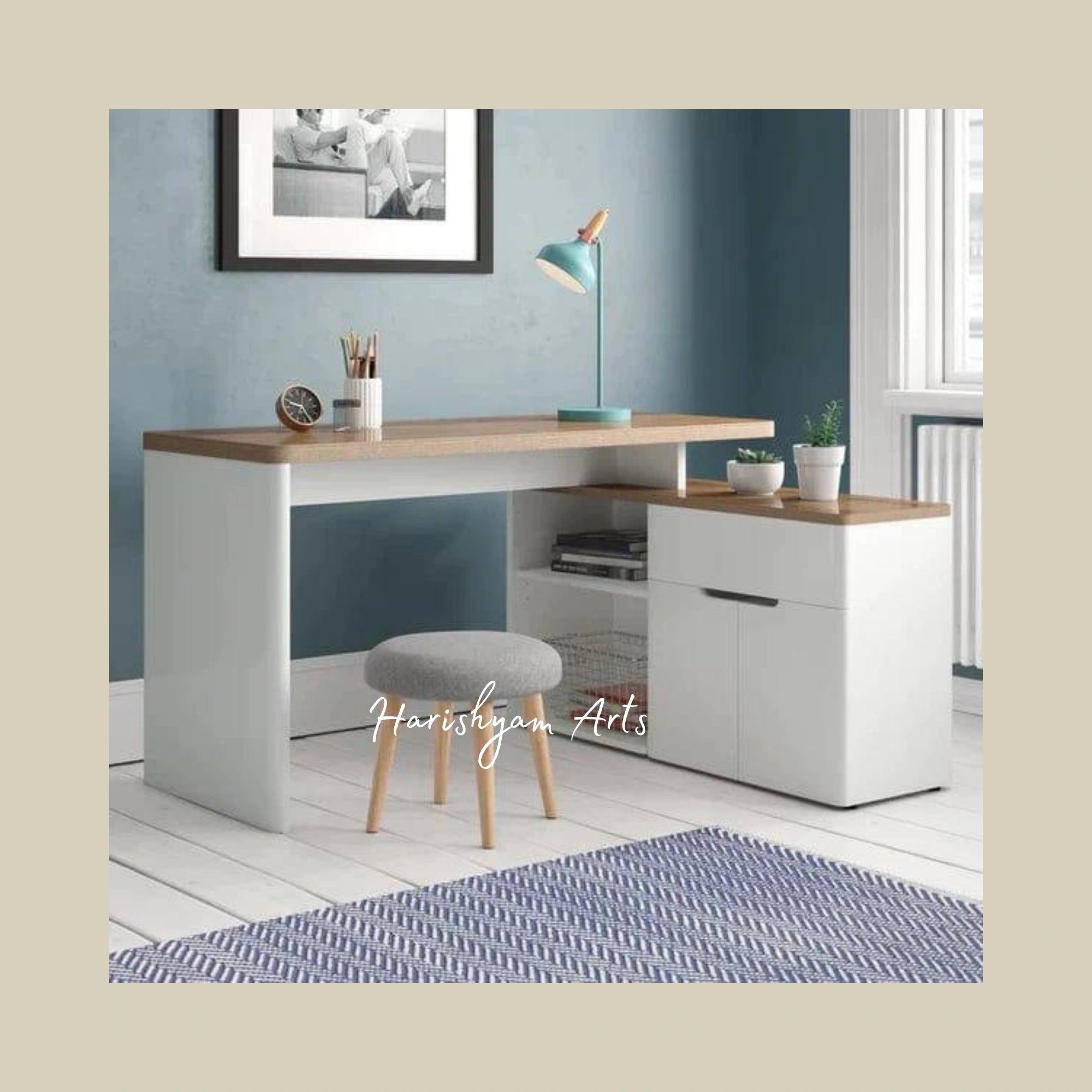 Study Table with Matching Wooden Stool